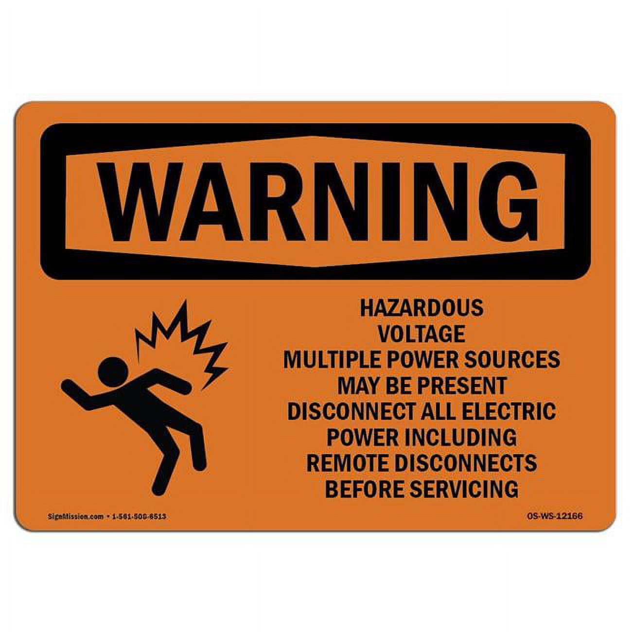 7 x 10 in. OSHA Warning Sign - Hazardous Voltage Multiple Power with ...