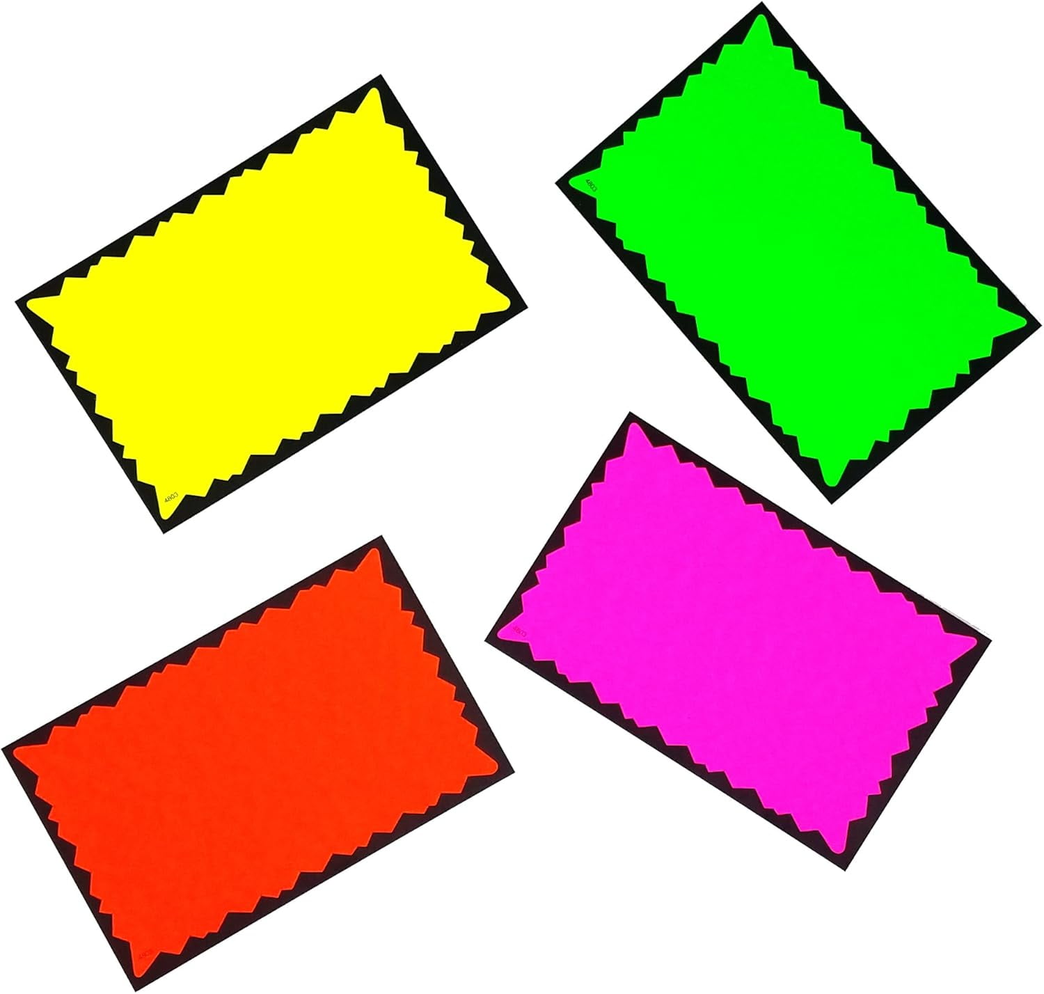 7" x 11" BLANK Rectangular Fluorescent Burst Retail Sign Cards - Multi ...