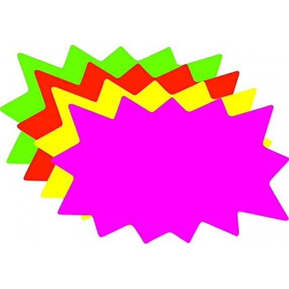 7" x 11" Large BLANK Solar Burst Neon Fluorescent Retail Signs - 100 ...