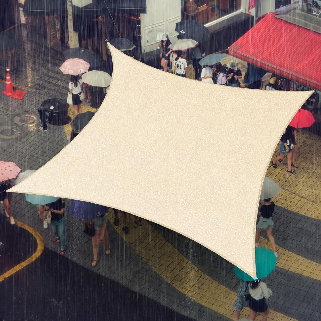 7' x 12' Beige Rectangle Waterproof Sun Shade Sail UPF50+ Canopy Awning ...
