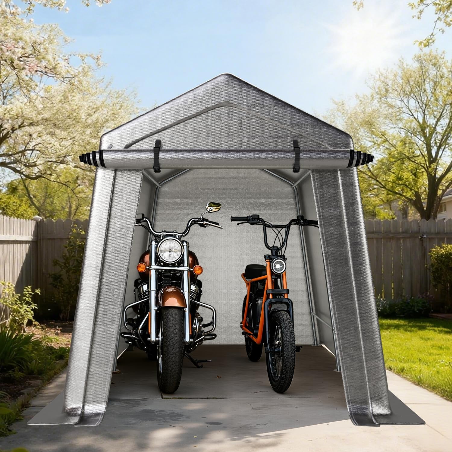 7 x 12 FT Storage Shed, Portable Shed with 220G Heavy Duty PE Tarp ...