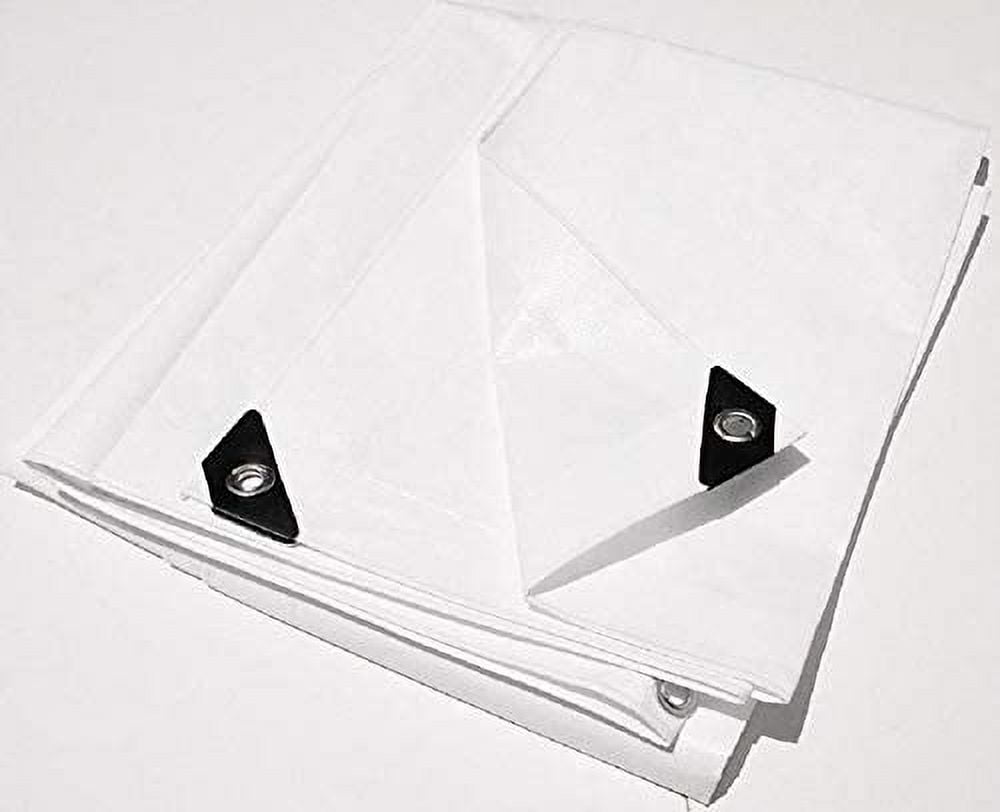7' x 12' White Heavy Duty Waterproof 12 mil Poly Tarp with Grommets ...