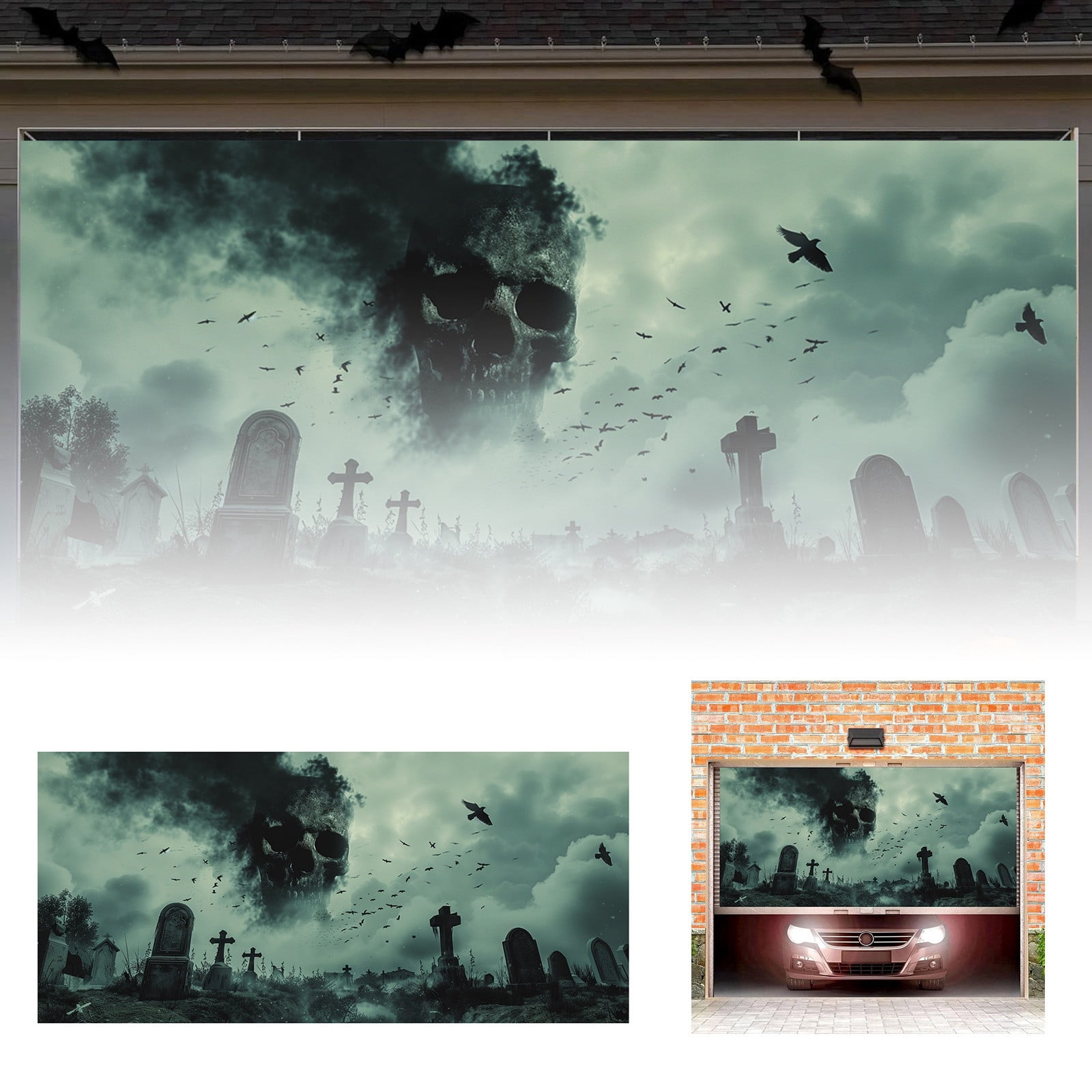 7 x 16 Ft Halloween Backdrop for Photography Horror Night Scary Skull ...