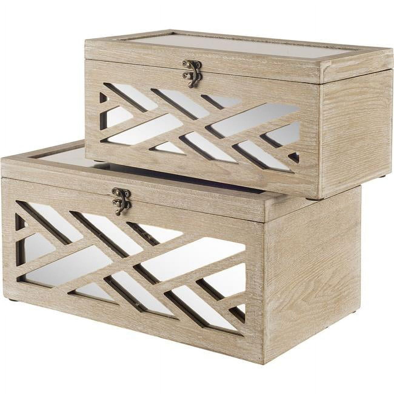 7 x 16 x 10 in. Off White Mirrored Wooden Boxes - Walmart.com