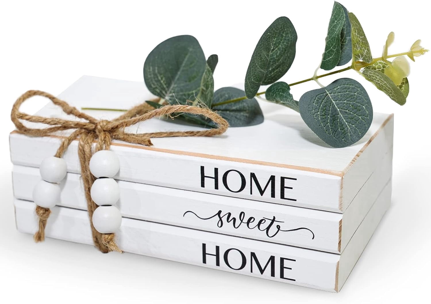 7" x 4.6" x 2.5" White Rustic Farmhouse Decorative Book Set of 3 with ...