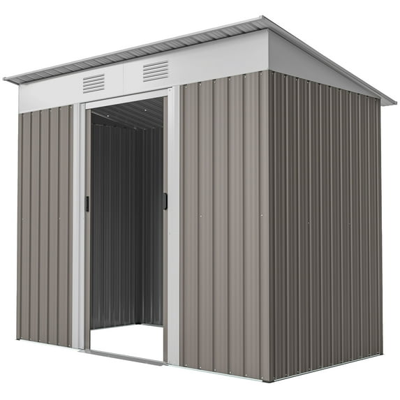 7' x 4' Metal Garden Shed, Backyard Tool Storage Shed with Dual Locking ...