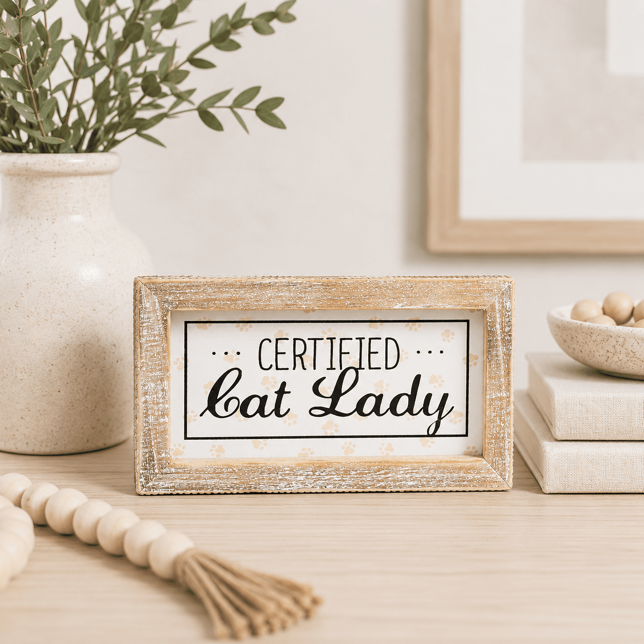 7" x 4" Reversible Wood Frame Sign - Cat Lady/Butt | Multicolor | Fur ...