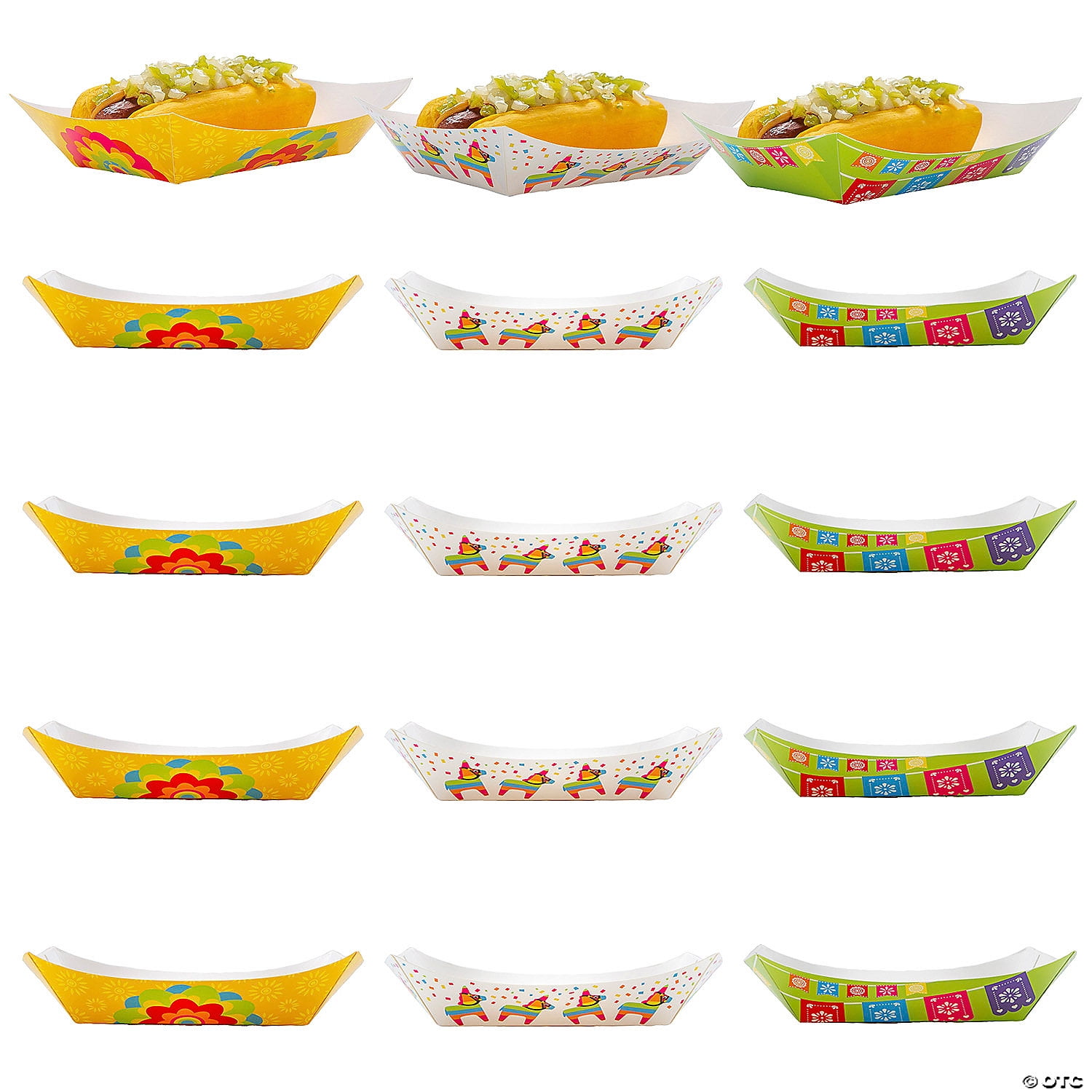 7" x 5" Bright Color Fiesta Party Disposable Cardstock Food Trays – 12 ...