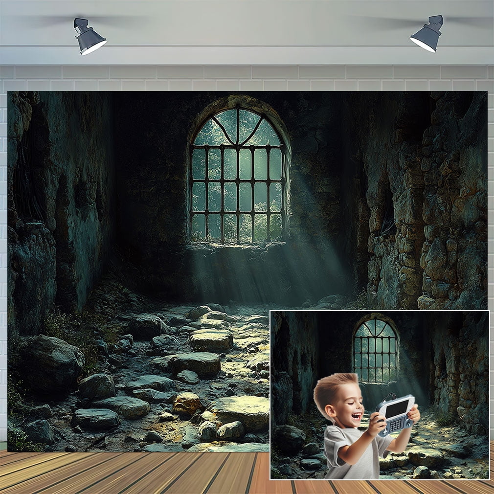7 x 5 ft Medieval Castle Dungeon Backdrop for Photography, Dark Ancient ...
