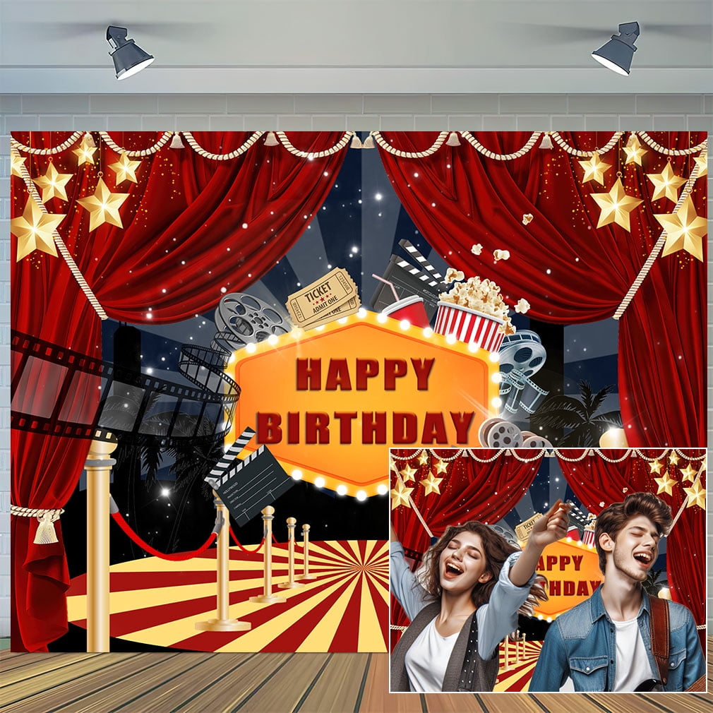 7 x 5 ft Movie Night Backdrop for Birthday Party Backdrop Red Carpet ...
