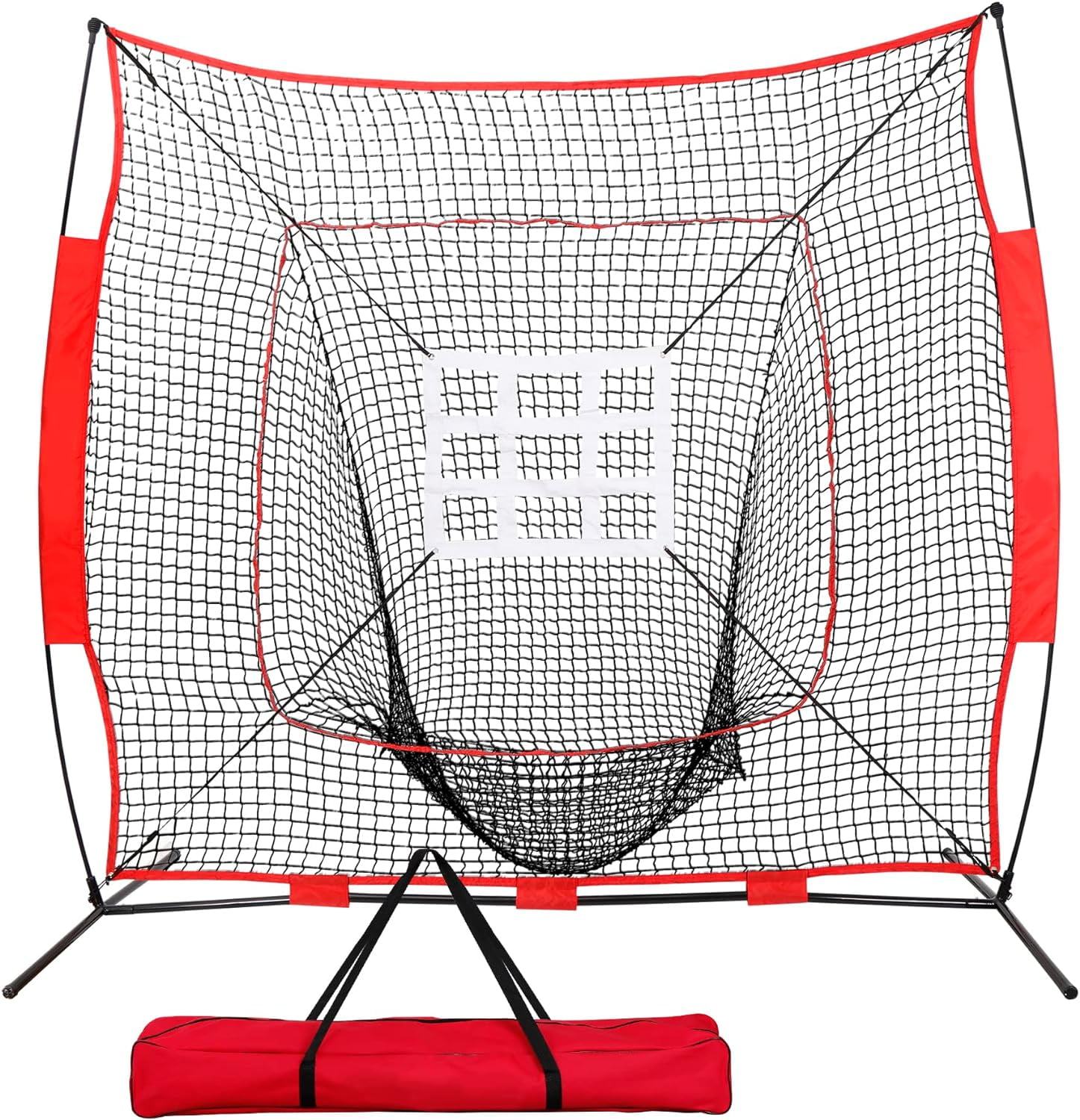 7' x 7' Baseball Softball Practice Net w/Strike Zone Batting Pitching ...