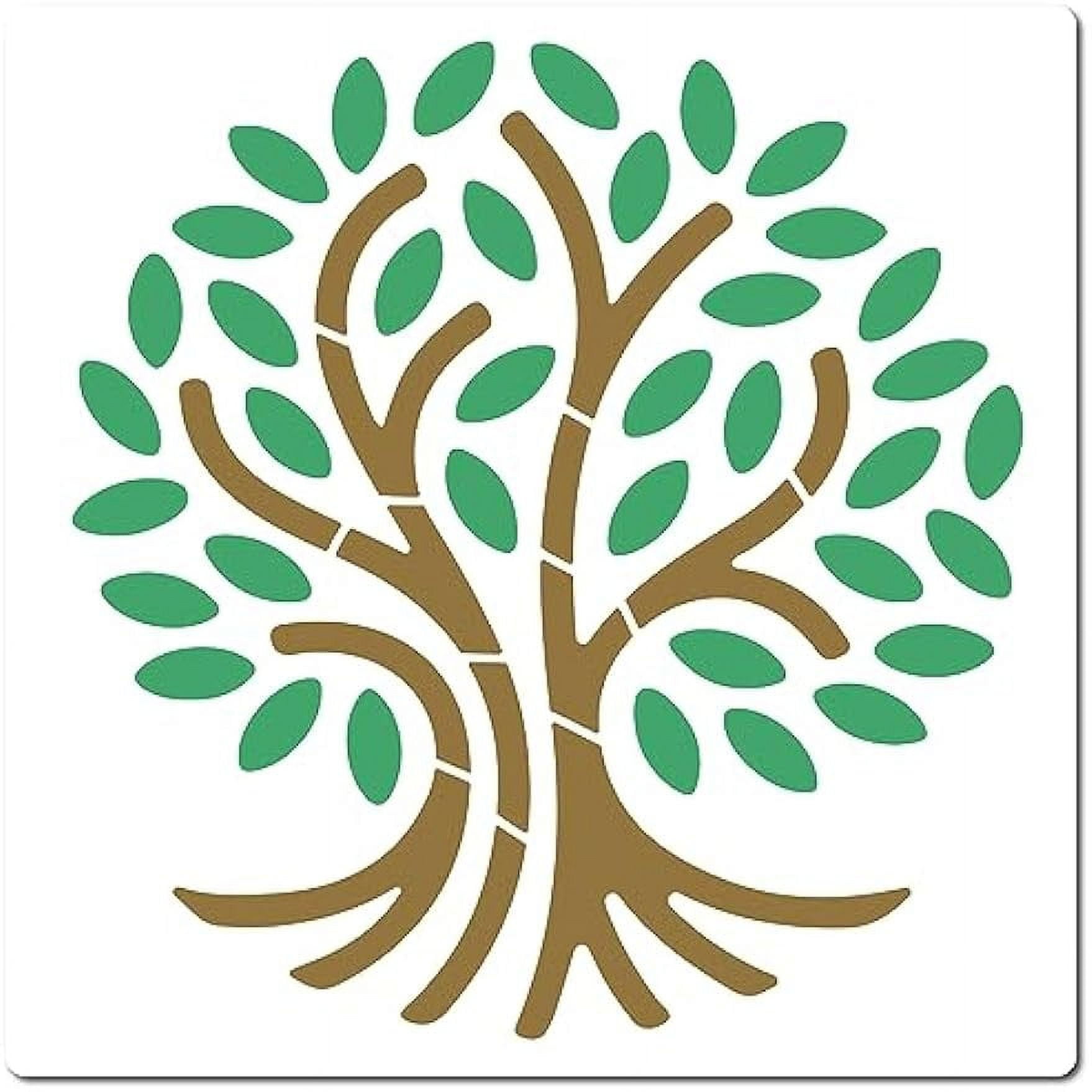7 x 7" Leaves Drawing Template Tree of Life Stencil Tree Root Stencils ...