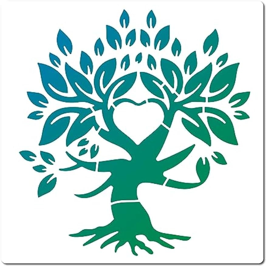 7 x 7" Tree Stencils Leaves Drawing Template Tree Branches Hollow Out ...