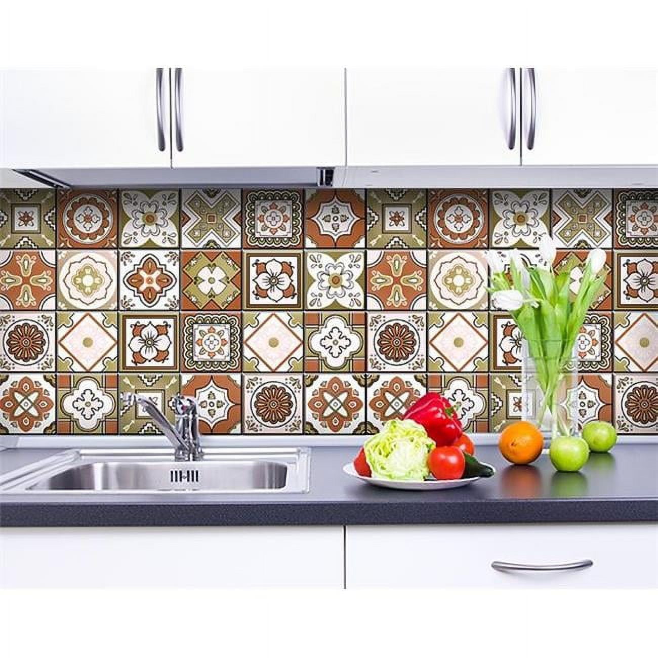 7 x 7 in. Retro Orange Mosaic Peel & Stick Removable Tiles - Walmart.com