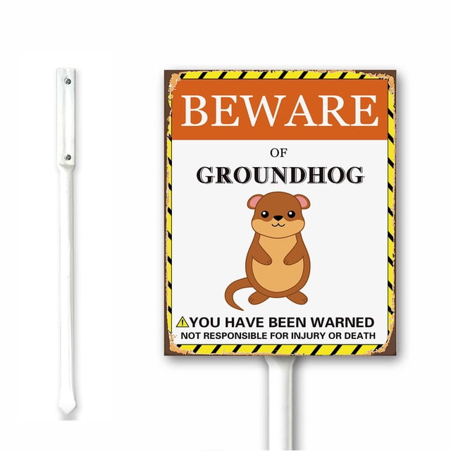 7 x 8.8 IN Funny Groundhog Sign Beware of Groundhog Groundhog Day Decor ...