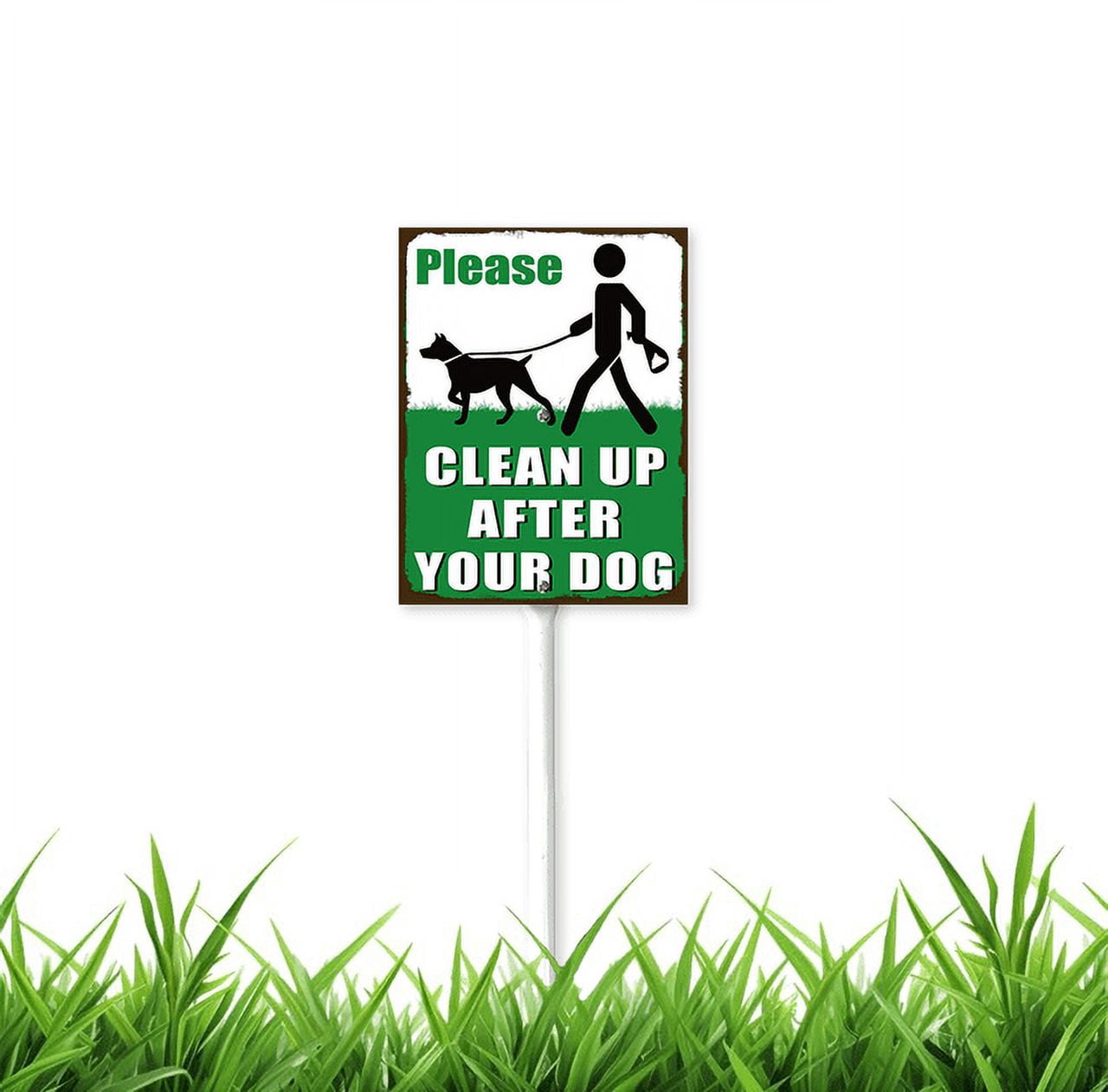 7 x 8.8 inch Clean Up After Your Dog Yard Sign with Stake Aluminum Sign ...