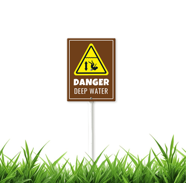 7 x 8.8 inch Danger Deep Water Yard Sign for Pathway, Driveway or Trail ...