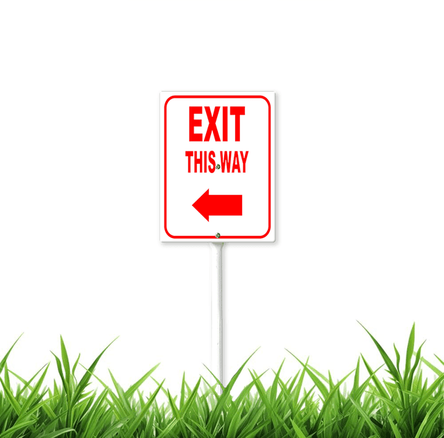 7 x 8.8 inch Exit This Way - Left Arrow Yard Sign for Pathway, Driveway ...