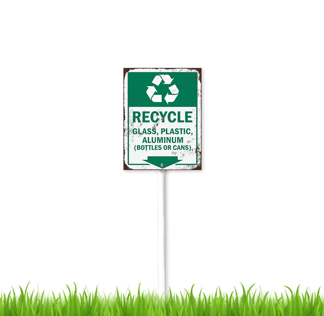 7 x 8.8 inch Recycle - Glass, Plastic, Aluminum Sign with Stake ...