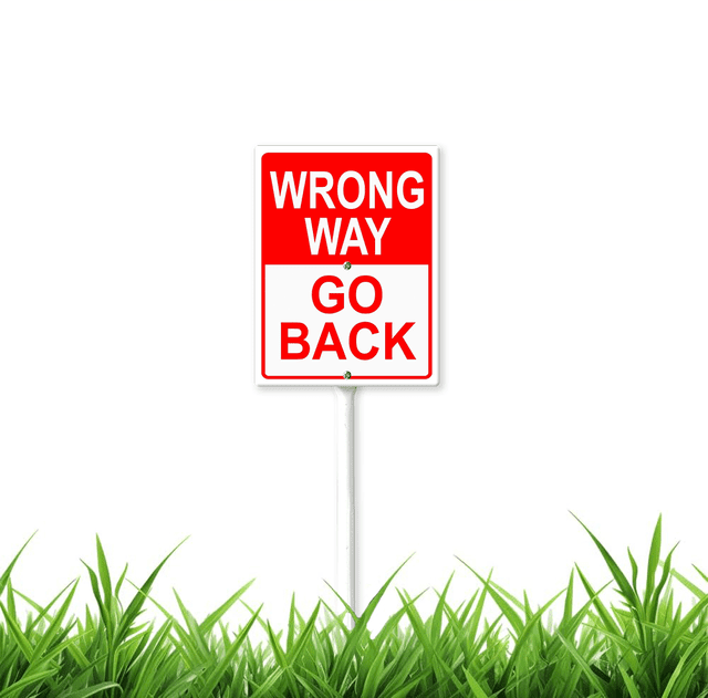 7 x 8.8 inch Wrong Way Go Back Street Road Safety Warning Yard Sign ...