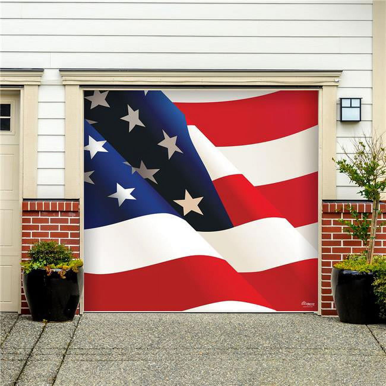 7 x 8 ft. American Flag Patriotic Door Mural Sign Banner Decor, Multi ...