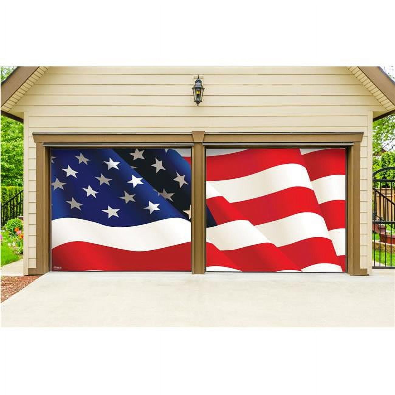 7 x 8 ft. USA Flag Outdoor Patriotic 2 Car Split Door Mural Sign Banner ...