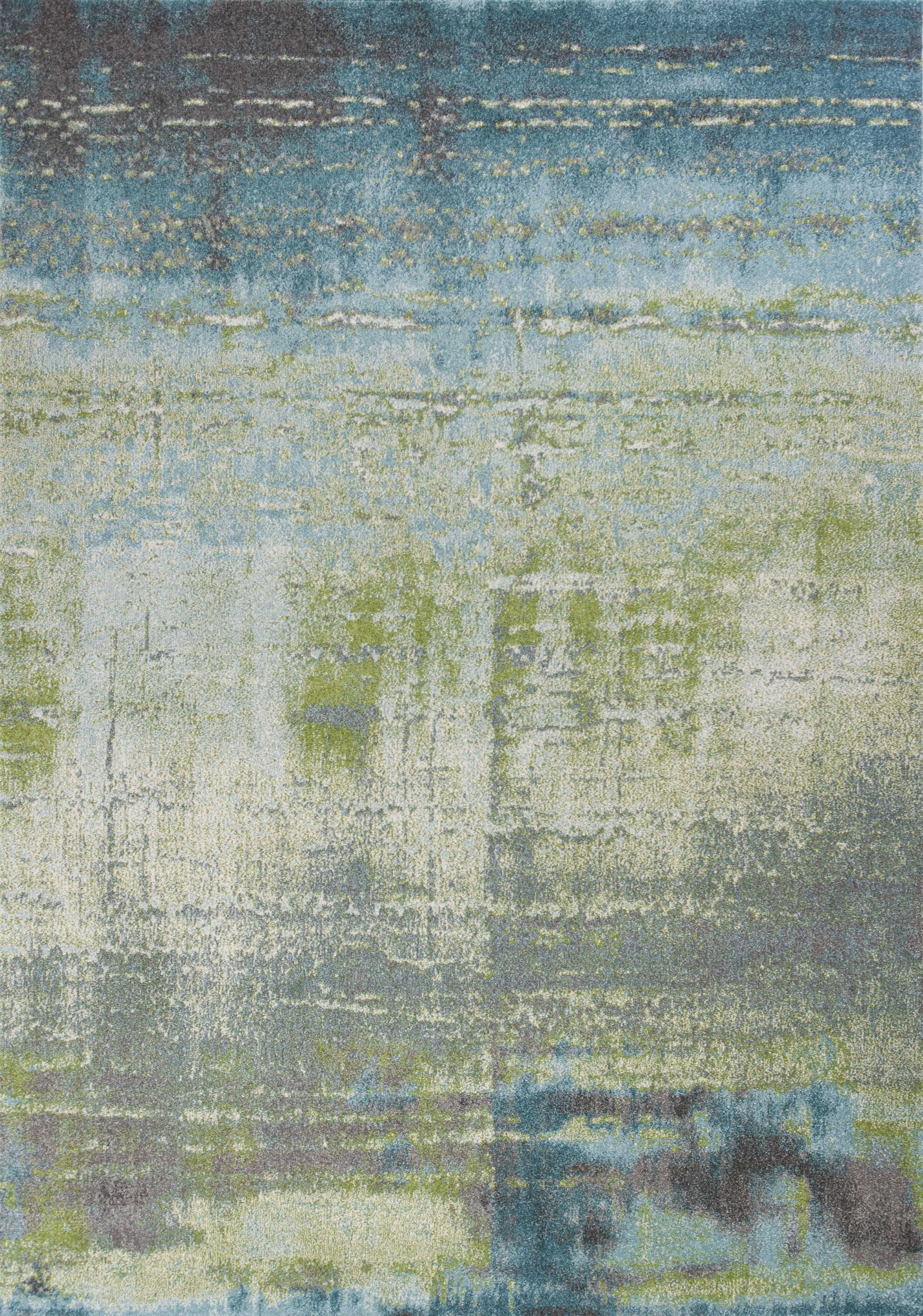 7'x10' Blue Green Machine Woven Abstract Brushstroke Indoor Area Rug ...