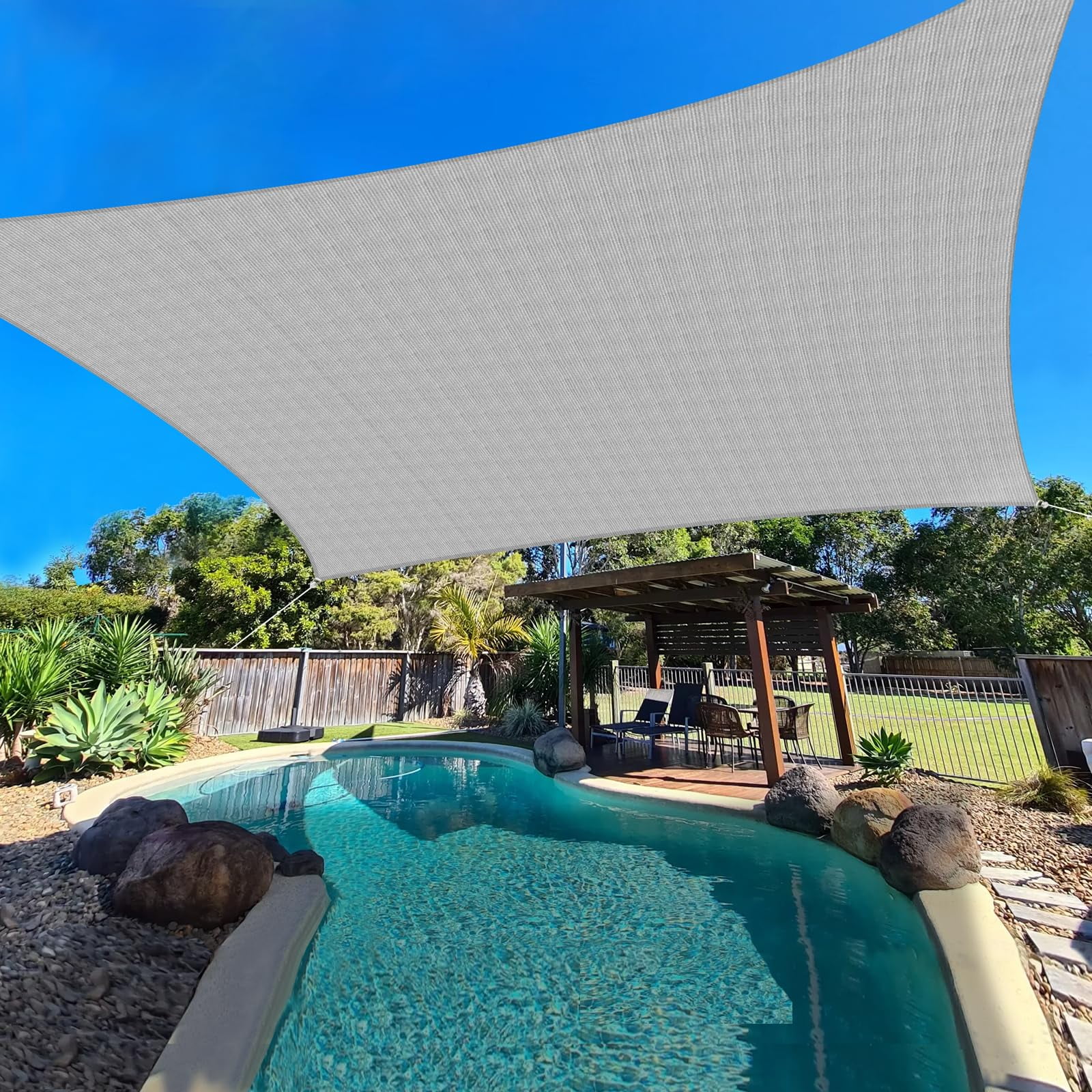 7'x15' Outdoor Rectangle Sun Shade, 180GSM HDPE Canopy for Patio ...