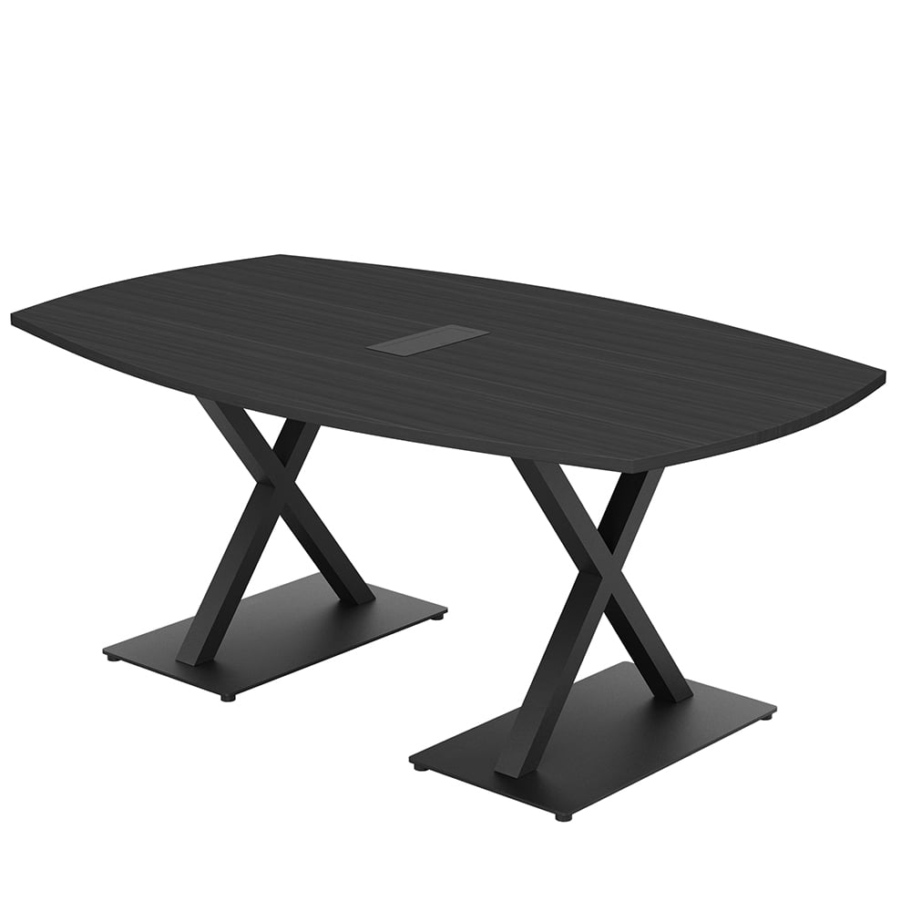 7'x4' Arc Boat Conference Table with X Bases Data And Electric Module ...