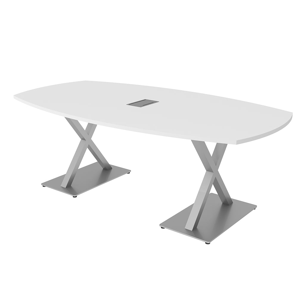 7'x4' Arc Boat Conference Table with X Bases Data And Electric Module ...