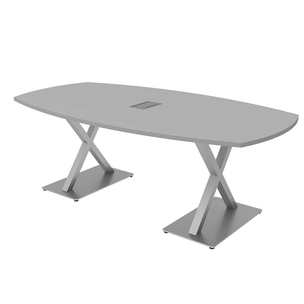 7'x4' Arc Boat Conference Table with X Bases Data And Electric Module ...