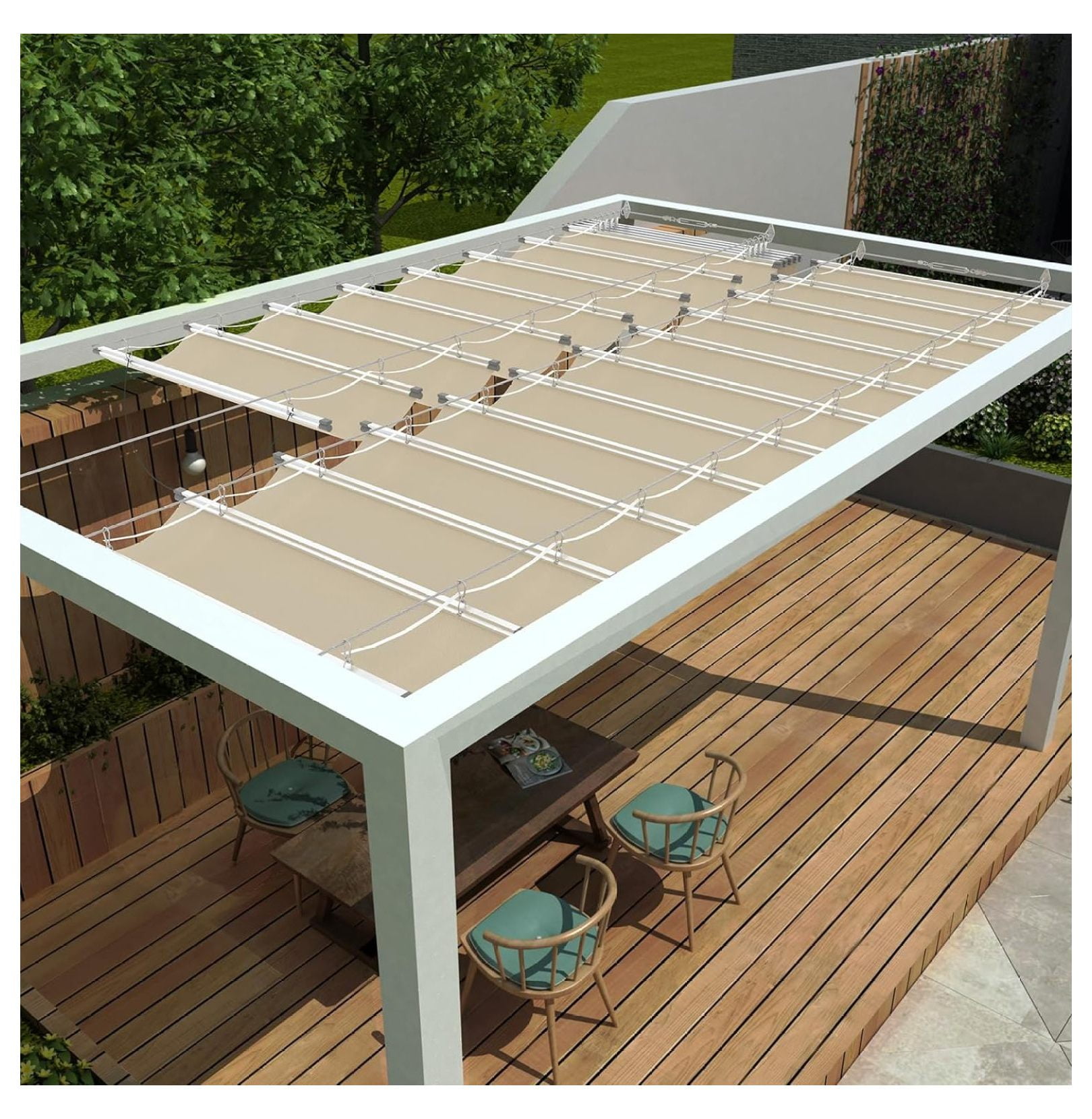 7'x7' Retractable Awnings for Patio, Waterproof Replacement Pergola ...