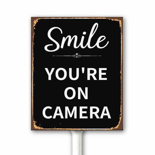 7"x8.8" Vintage Look Yard Signs Smile You're On Camera Yard Sign with ...
