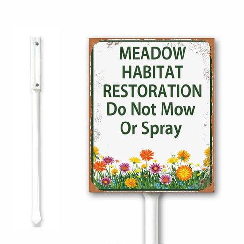 7"x8.8" Vintage Meadow Habitat Restoration Garden Metal Sign, Please Do ...