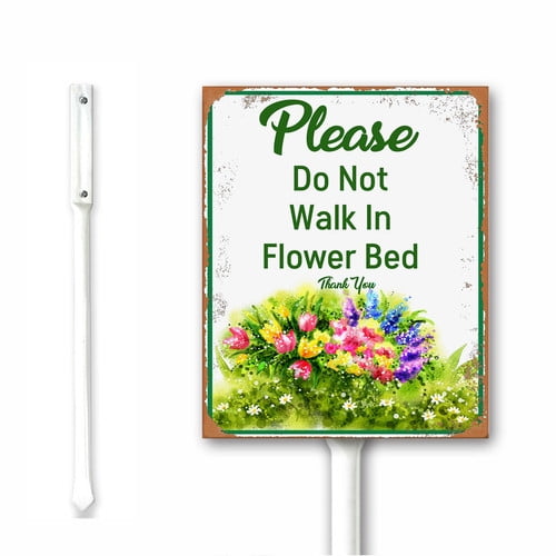 7"x8.8" Vintage Please Do Not Walk in Flower Bed Sign for Outdoor, Keep ...