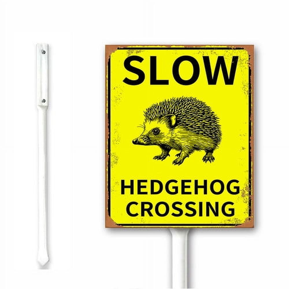 7"x8.8" Vintage Slow Sign - Hedgehog Crossing Yard Sign With Stake ...
