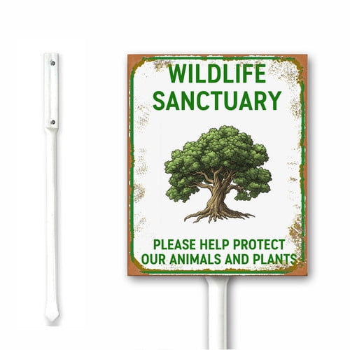 7"x8.8" Vintage Wildlife Sanctuary Aluminum Sign, Wildlife Area Garden ...