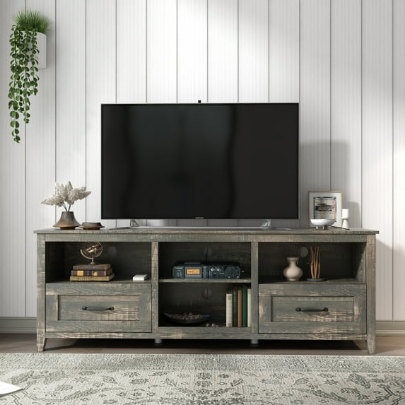 70.08 Inch L Modern Storage TV Stand with 2 Drawers and 4 Open ...