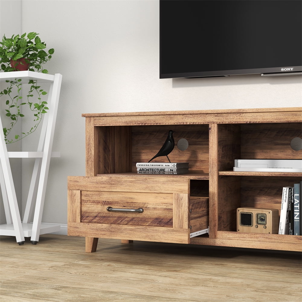 70.08" Mid-Century Style Entertainment Center with 2 Drawers, Long TV ...