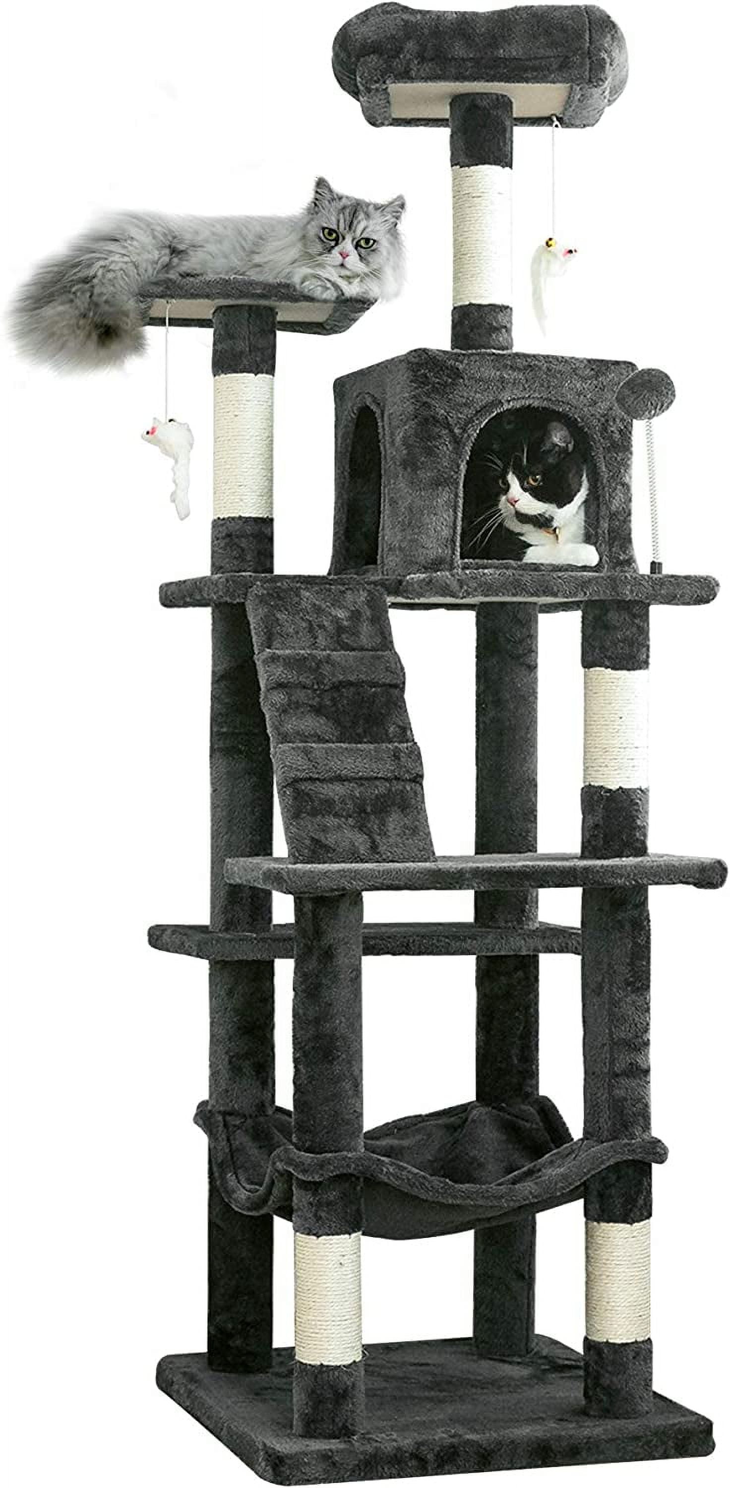 70.1-Inch Green Large Cat Tree, Multi-Level Tall Cat Tower for Indoor ...