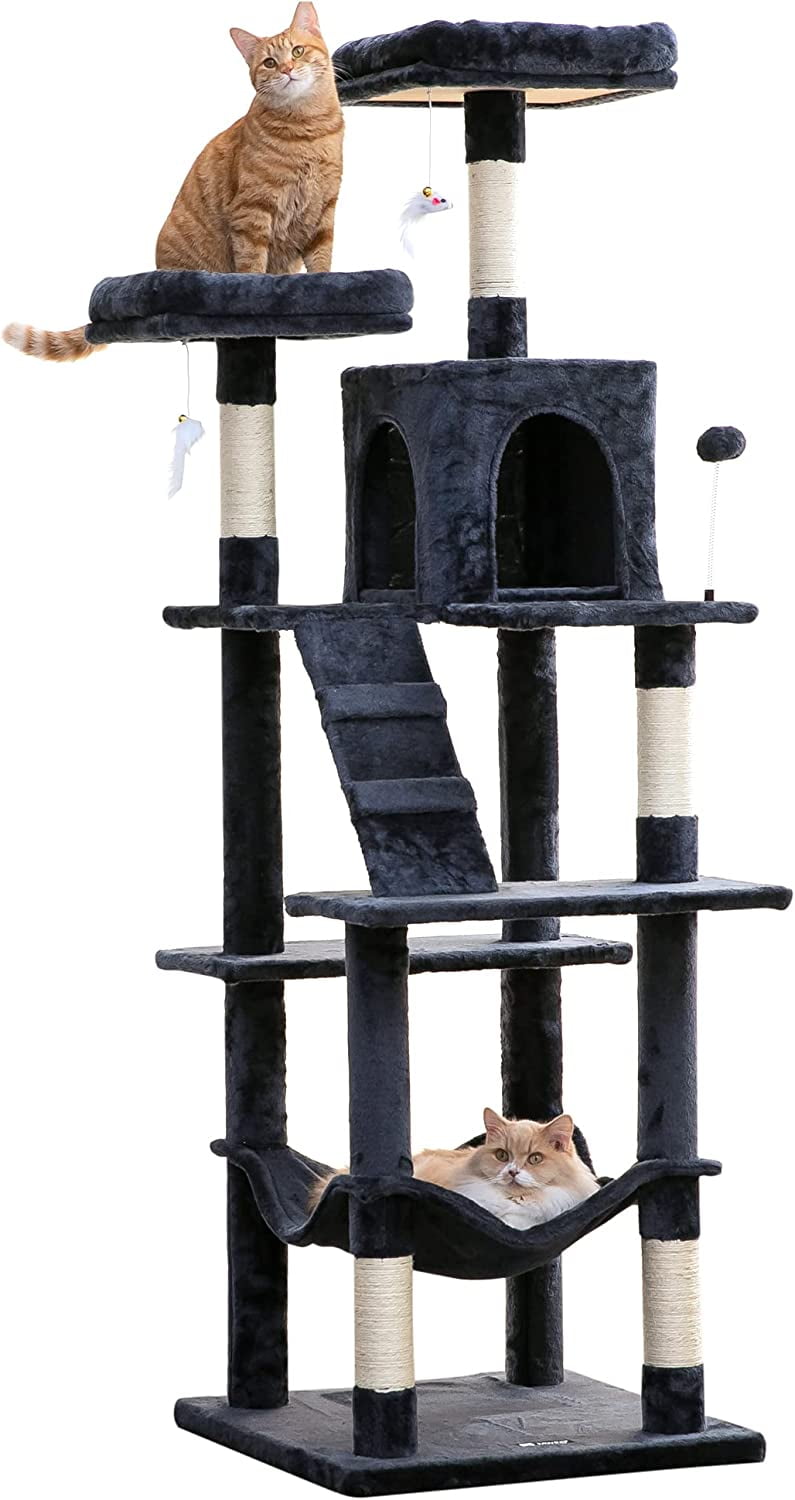 70.1-Inch Large Cat Tree, Multi-Level Tall Cat Tower for Indoor Cats ...