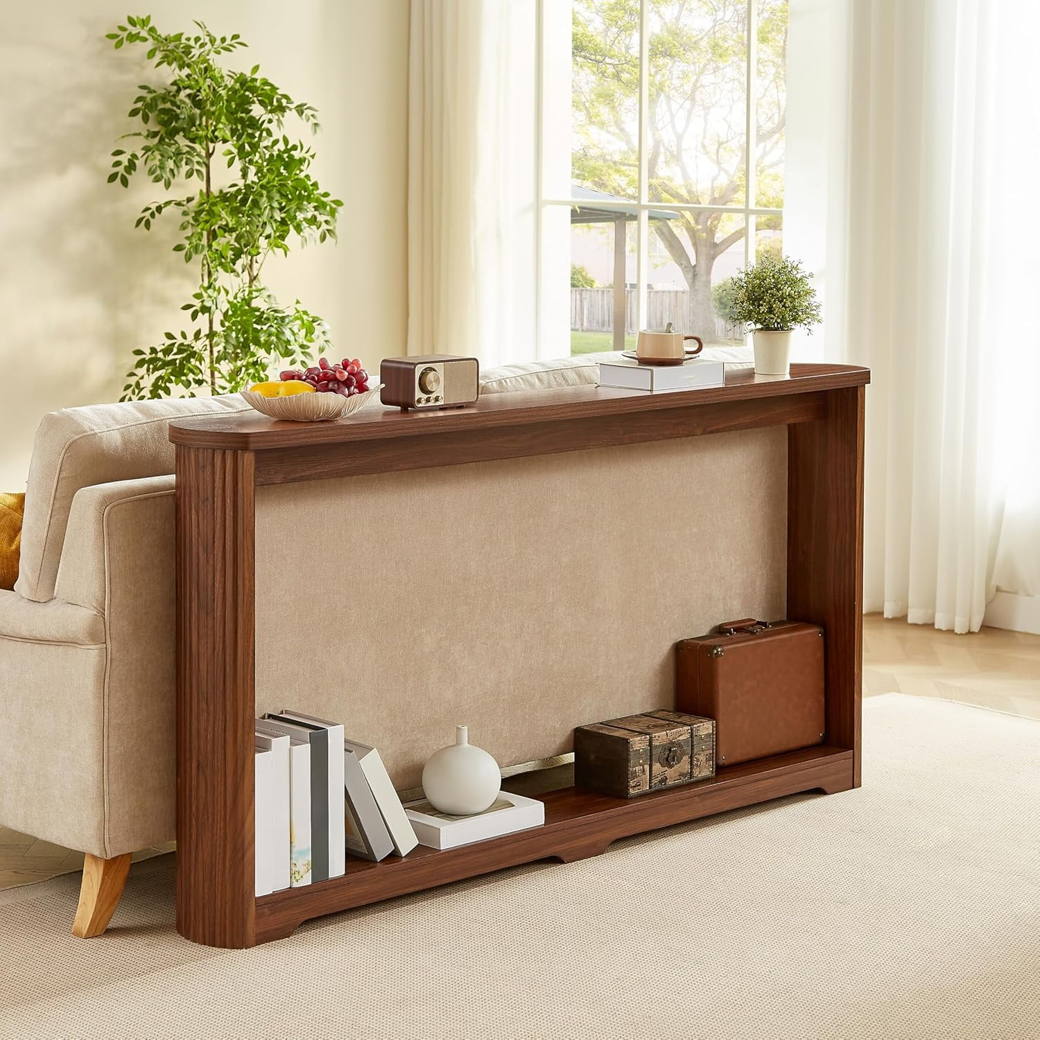 70.1'' Long Narrow Fluted Console Table for Entryway, Wood Thin Entry ...