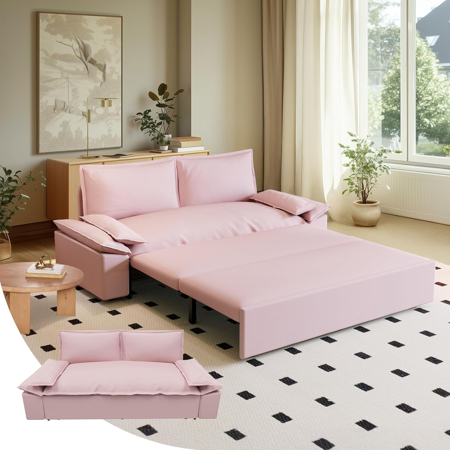 70.1" Queen Pull Out Sofa Bed, Pull Out Bed, 3 in 1 Convertible Sleeper Sofa, Velvet Loveseat ...