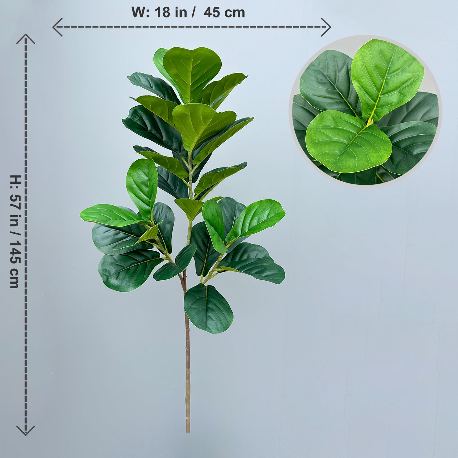 70/135cm Artificial Ficus Tree Branches Large Banyan Leaves Fake Rubber ...
