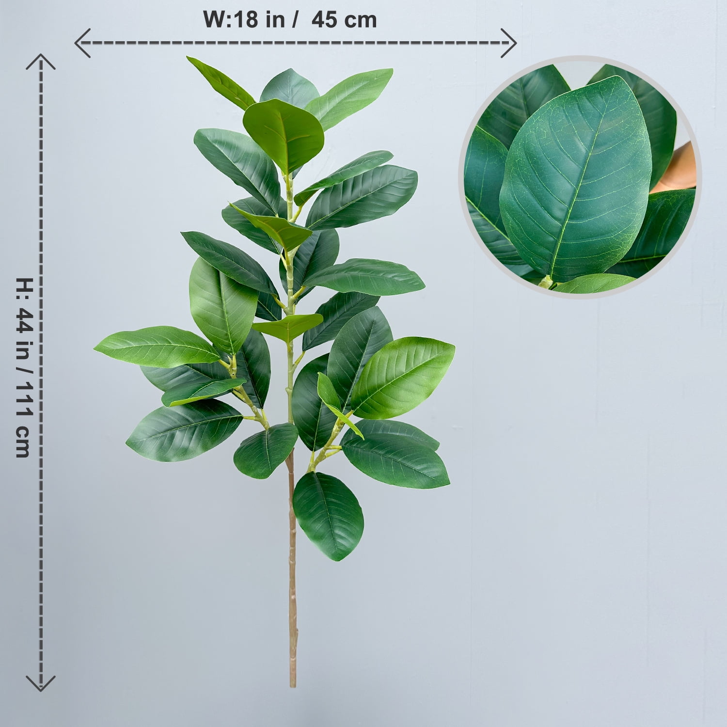 70/135cm Artificial Ficus Tree Branches Large Banyan Leaves Fake Rubber ...