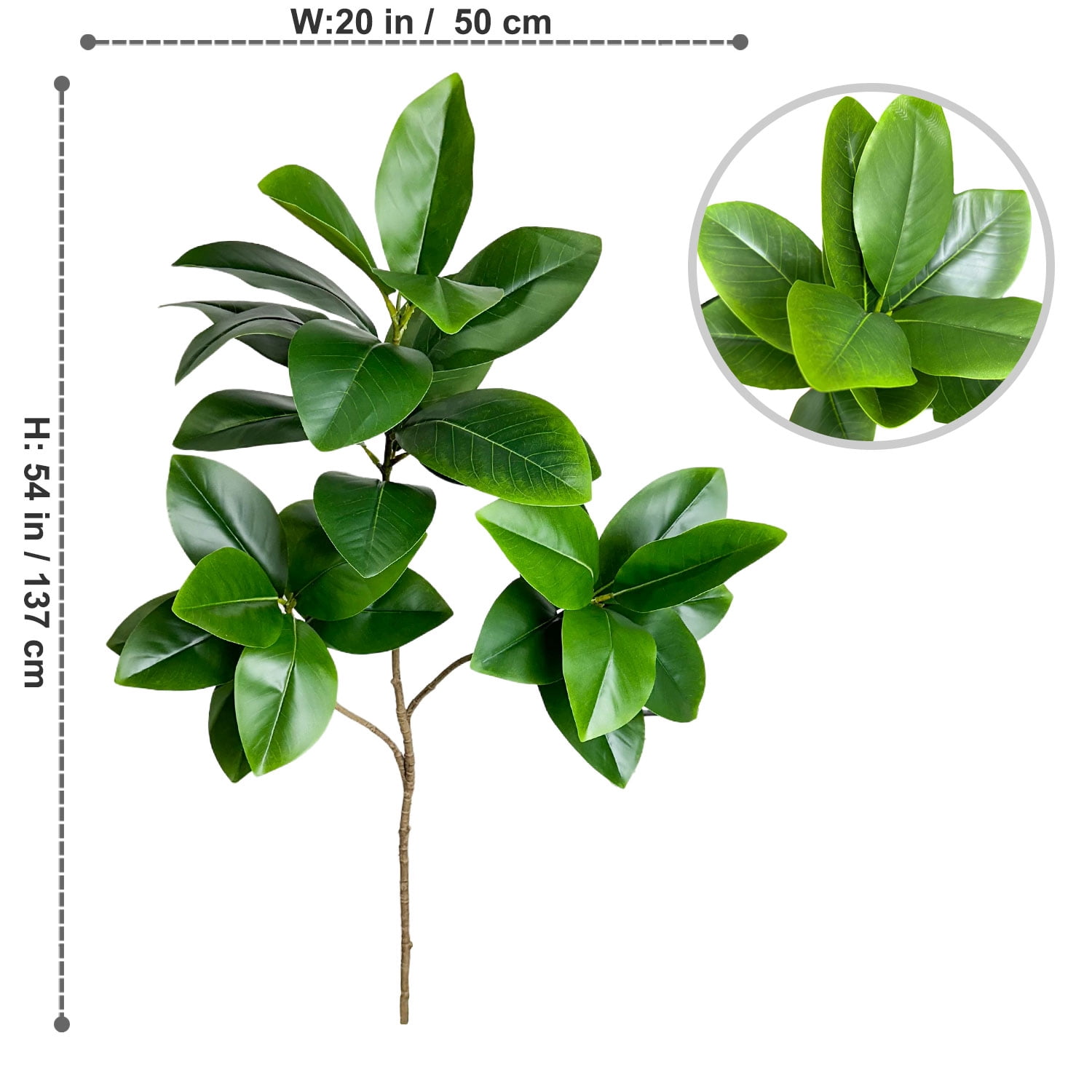70/135cm Artificial Ficus Tree Branches Large Banyan Leaves Fake Rubber ...