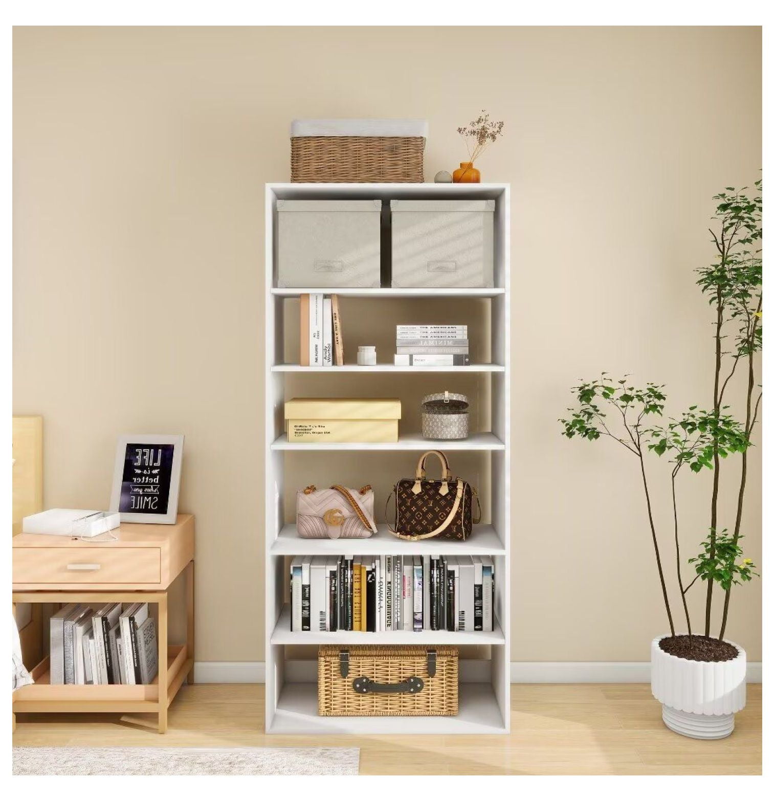 70.2"H Wooden Modular Closet System :Closet Organizer Modern Open ...