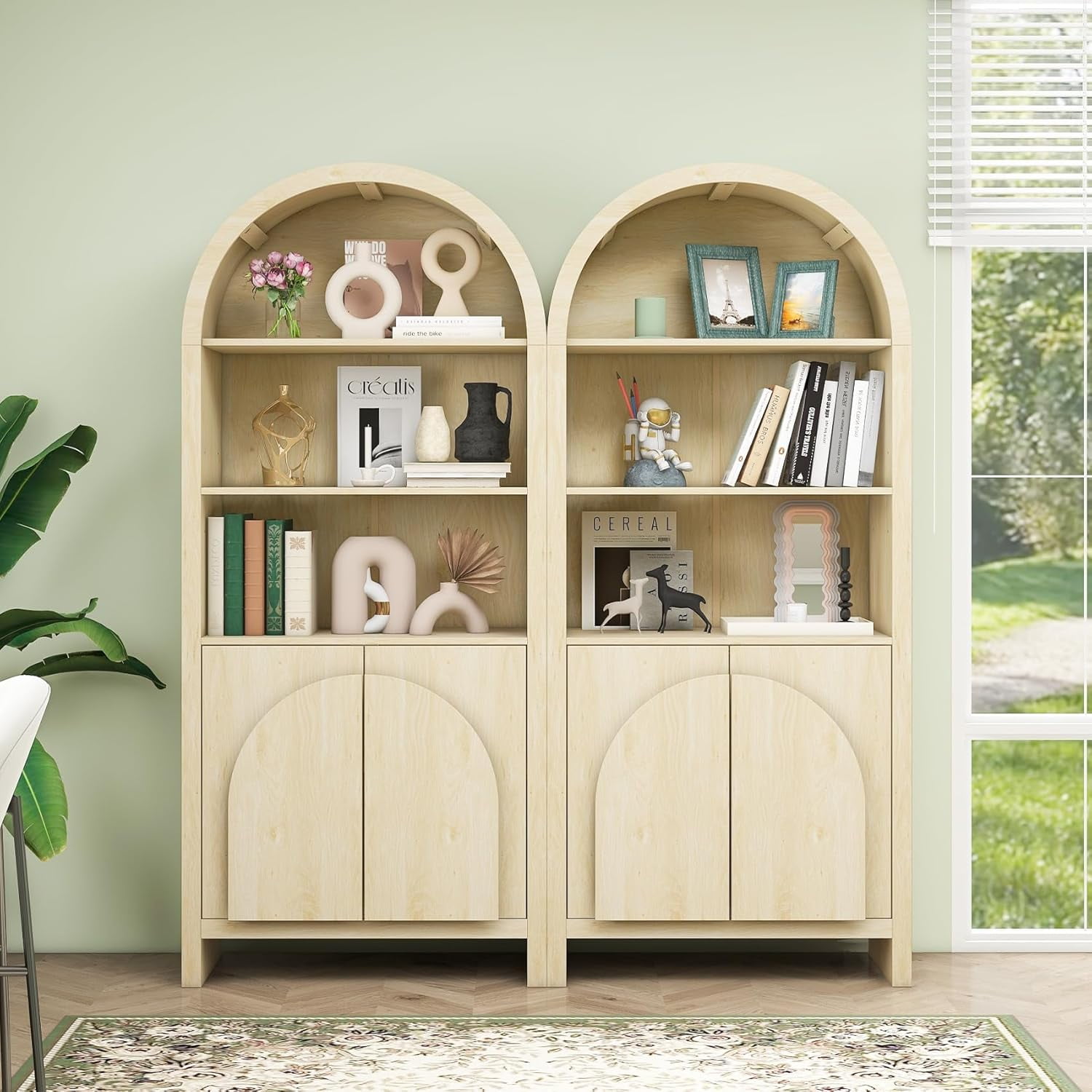 70.2" Tall Arched Kitchen Pantry Cabinet with 2 Doors and Adjustable ...