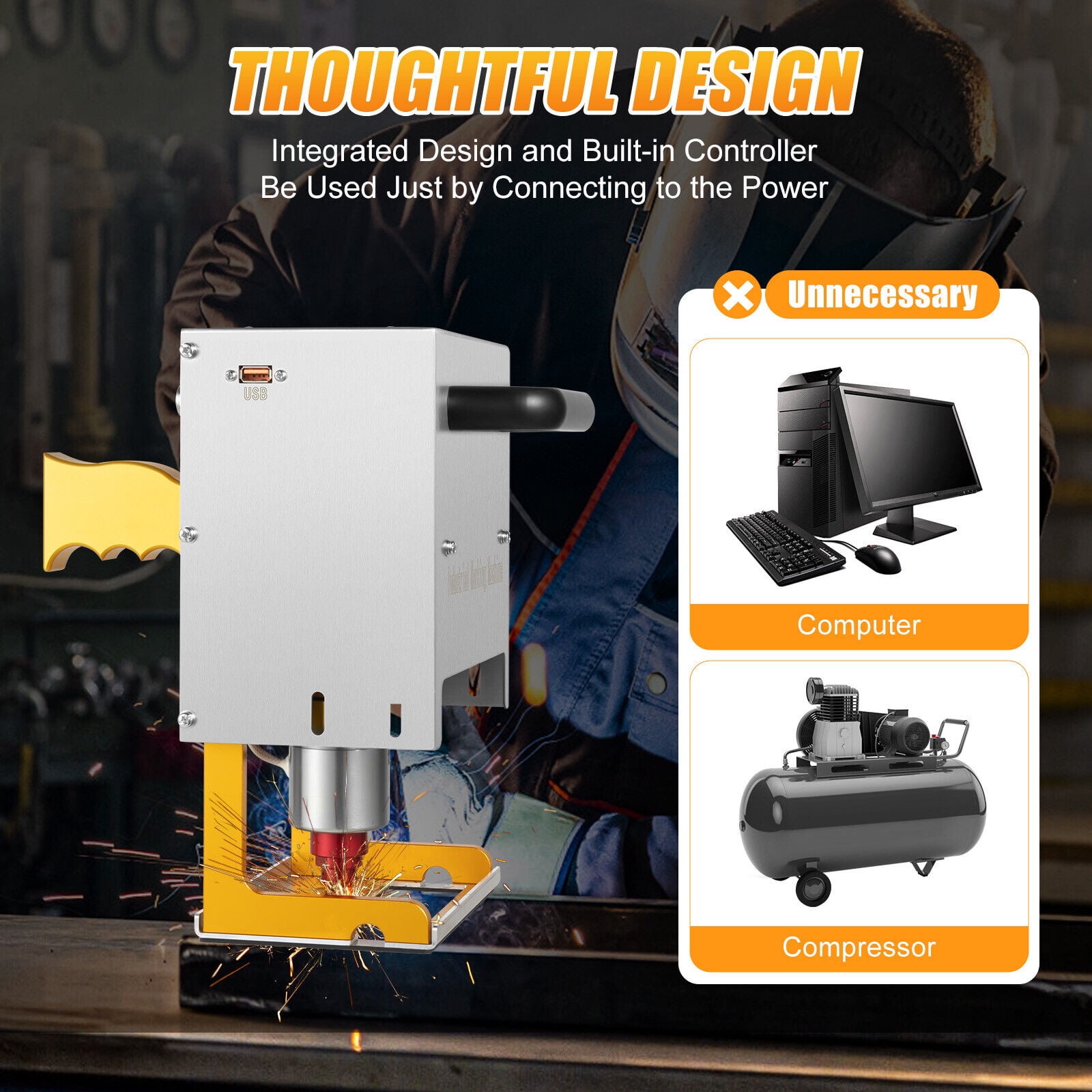 70*20mm Portable Handheld Dot Peen Marking Machine 120W Metal Pin ...