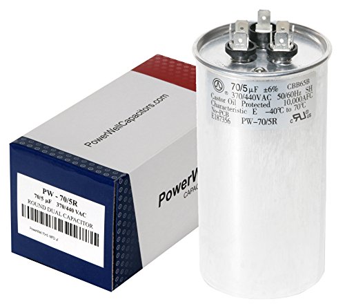 70+5 MFD uf Farad 370 or 440 Volt Dual Run Round Capacitor TP-CAP-70/5 ...